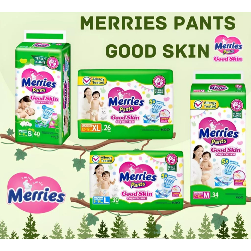 Jual Merries Good Skin Pants Popok pampers Bayi NB-S40 / M34 / L30 ...