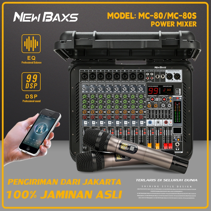 Jual NEW BAXSaudio power amplifier mixer MC80/MC80S audio mixer with Equalizer Bawaan 16 DSP ...