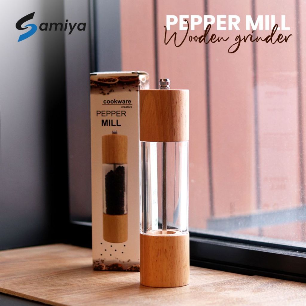 Jual grinder dapur merica lada garam / salt pepper mill wooden grinder ...