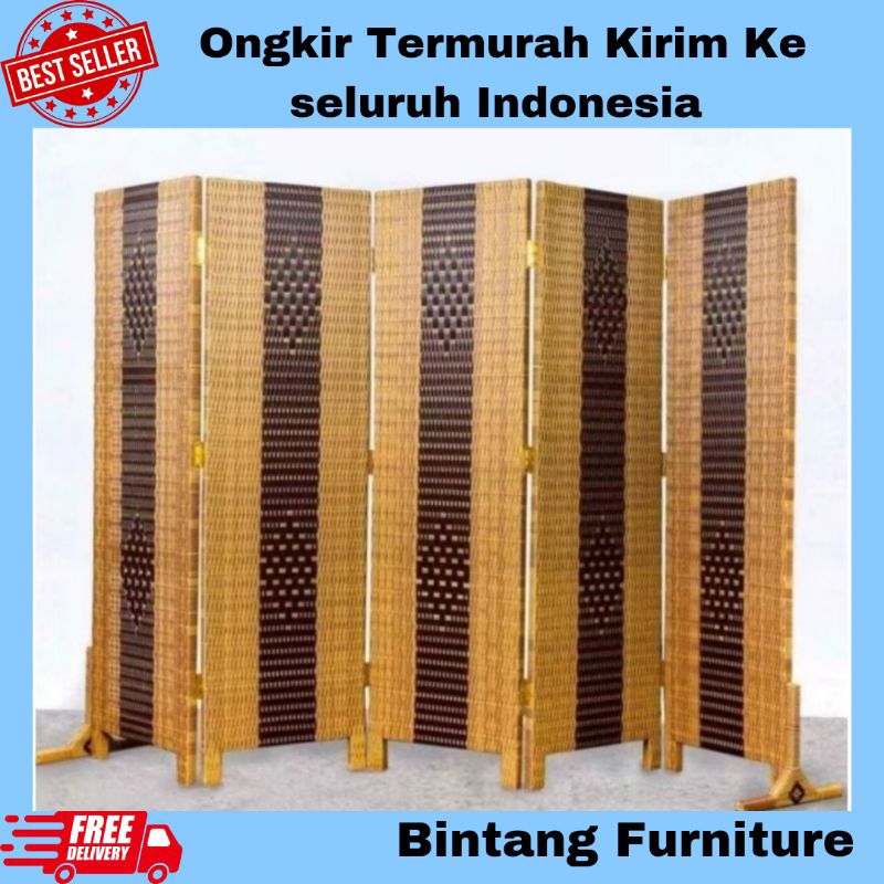 Jual ( 5 PINTU ) Sketsel Pembatas Ruangan Rotan Sintetis Sekat Ruangan ...