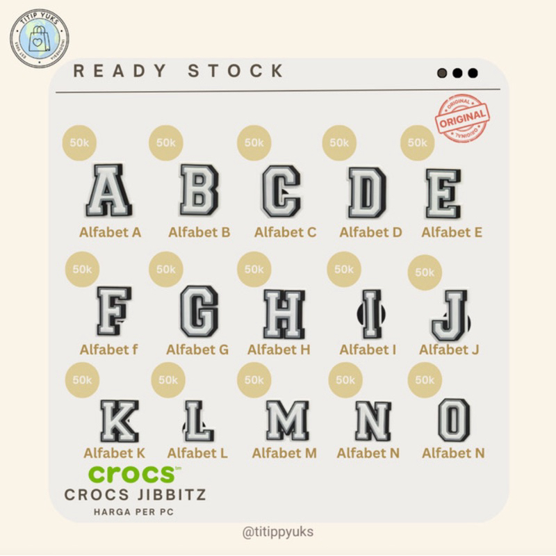 Jual crocs jibbitz satuan alphabet Huruf Angka Original 100% | Shopee ...