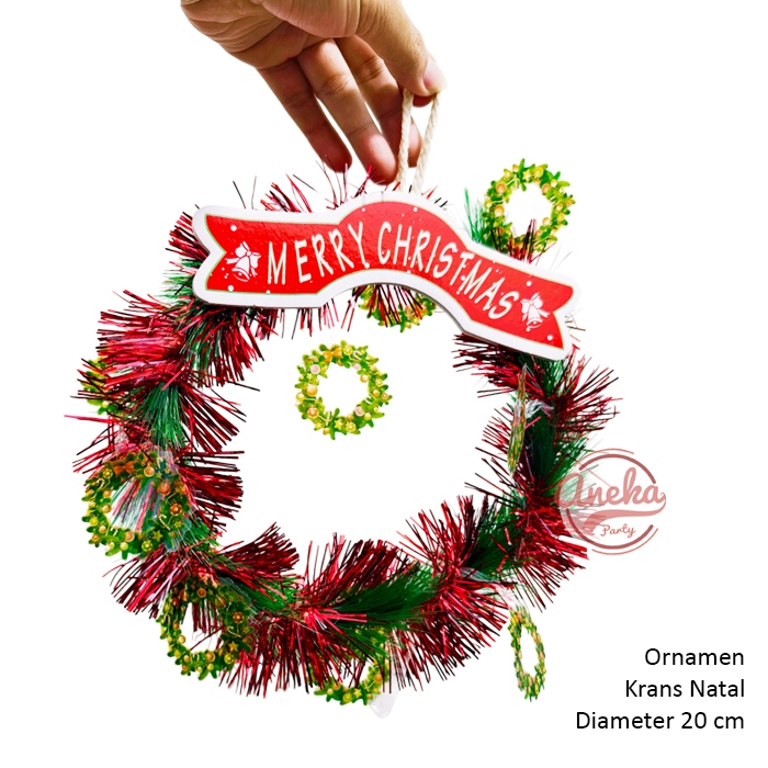 Jual Hiasan Natal Krans Merry Christmas Merah / Ornament Ring Merry ...