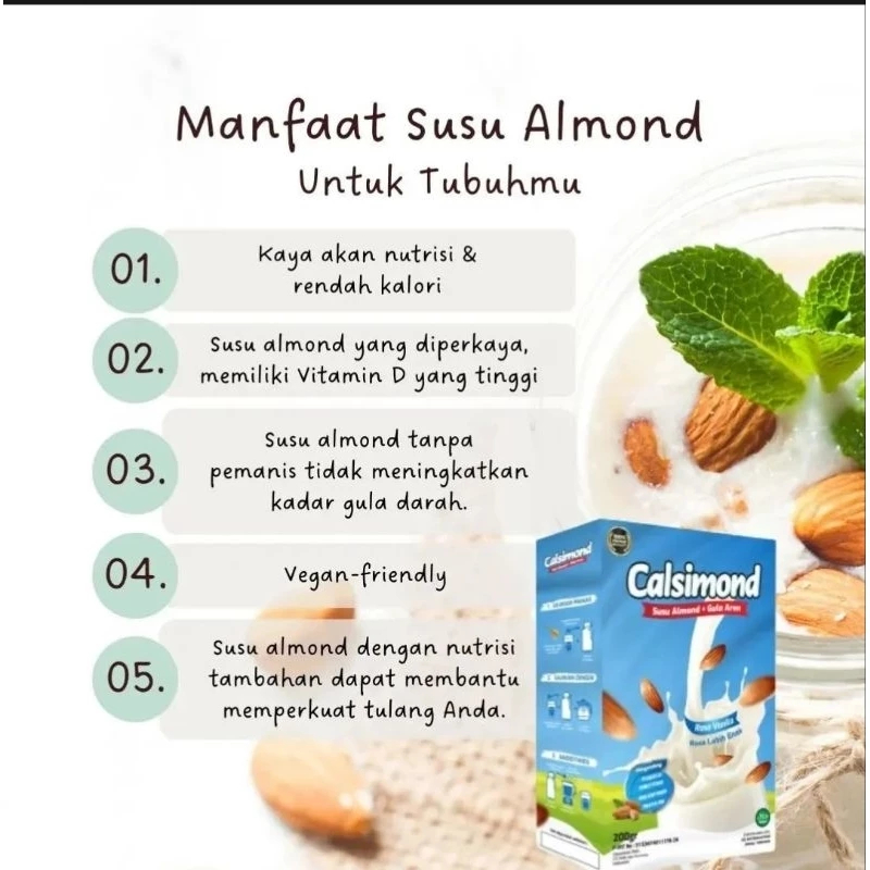 Jual Calsimond 200gr Susu Almond Vanila Plus Gula Aren untuk Memperkuat ...