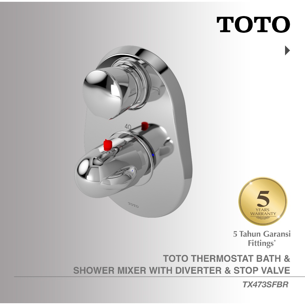 Jual TOTO Thermostat Bath & Shower Mixer with Diverter & Stop Valve ...