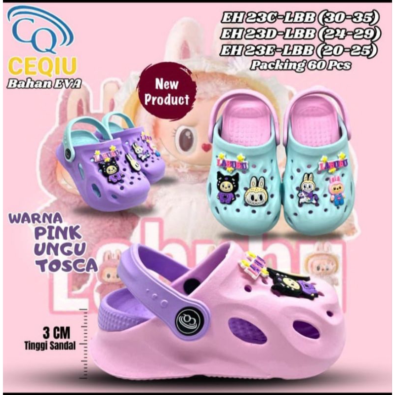Jual SANDAL BAPAO ANAK LABUBU, SANDAL BAIM ANAK PEREMPUAN MOTIF LABUBU ...