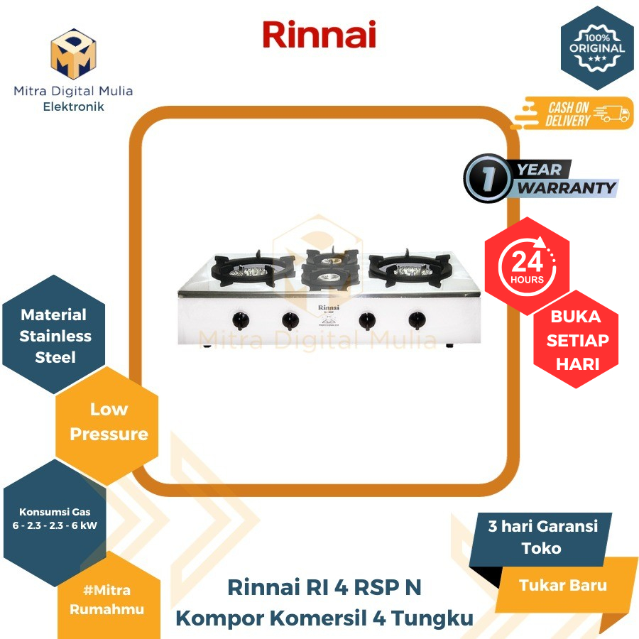Jual Rinnai RI 4 RSP N Kompor Gas 4 Tungku Commercial Series | Shopee ...