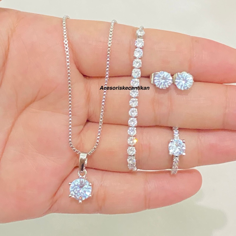 Jual satu set perhiasan titanium italy silver terbaru termurah | Shopee ...