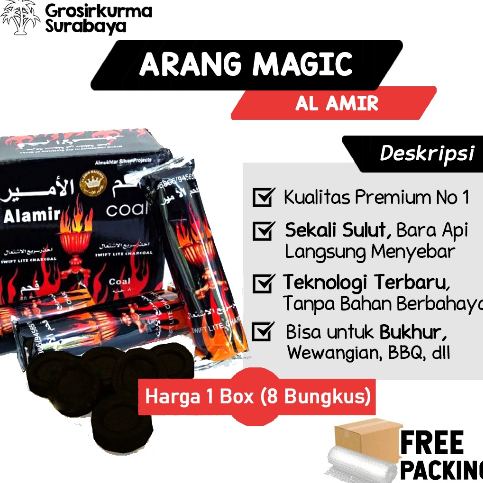 Jual ARANG MAGIC AL AMIR 1 BOX Kualitas Premium Briket Batok Kelapa ...