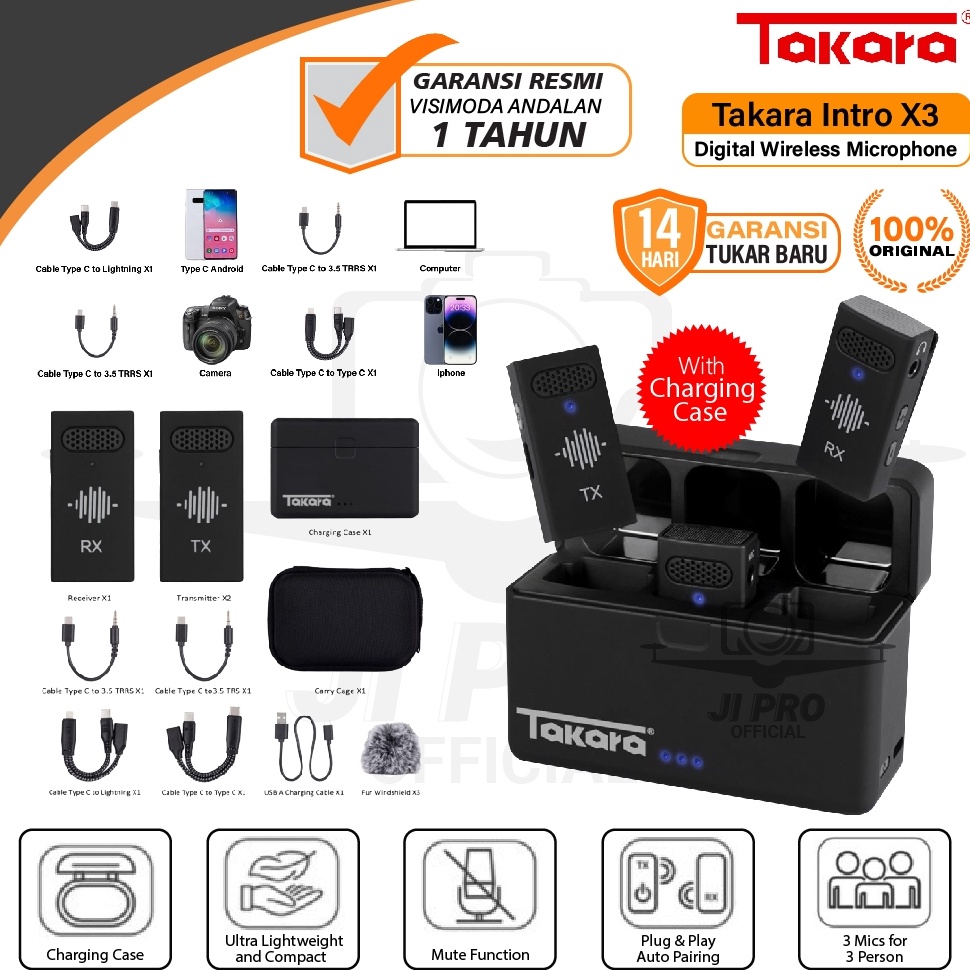 Jual Harga Murah Takara Intro X3 Digital Wireless Mic Microphone with ...