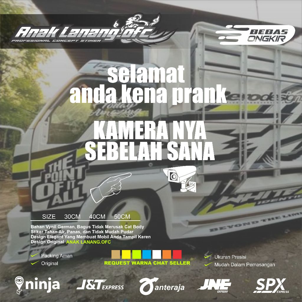 Jual Stiker kaca truk pickup selamat anda kena prank cutting stiker ...