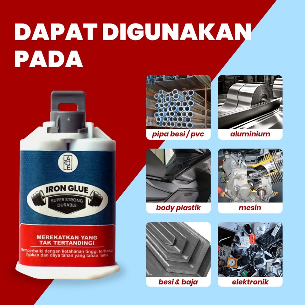 Jual LAKOLE IRON GLUE - Lem Besi Super Kuat Tahan Panas / PENAMBAL BESI, ALUMINIUM, PLASTIK, PVC ...