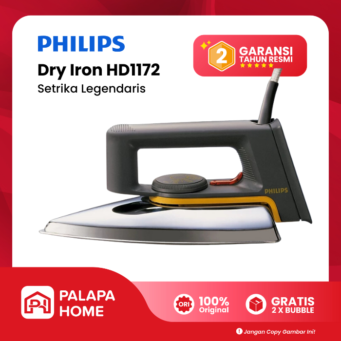 Jual Philips Setrika Dry Iron Classic | Seterika Kering Gosokan Phillips HD1172/99 | Shopee ...
