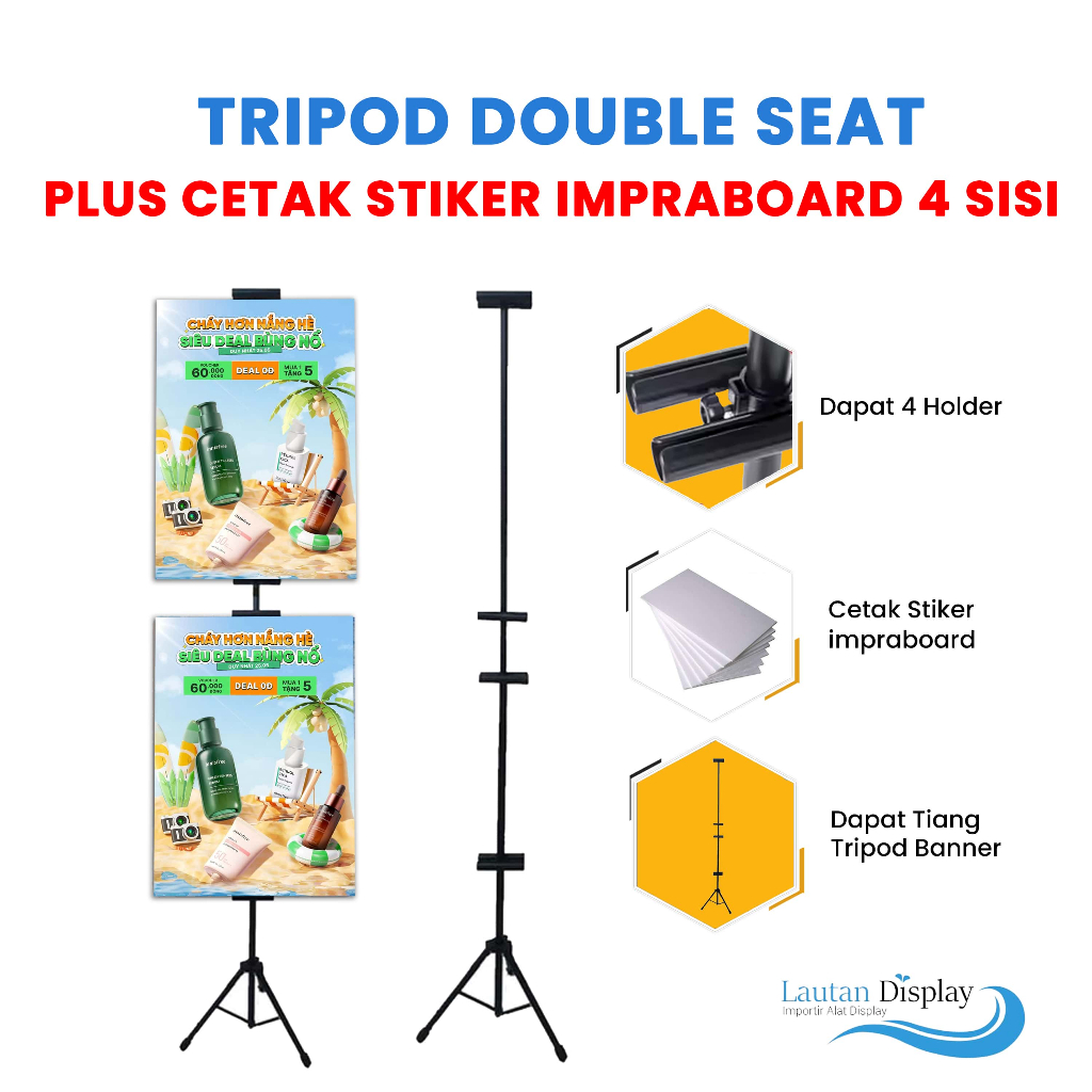 Jual Cetak Tripod Stand Banner Besi 4 Sisi Atas Bawah Outdoor Print ...