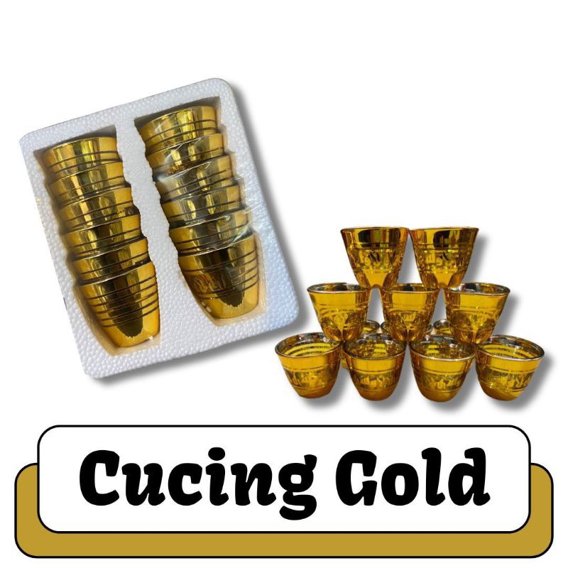 Jual OLEH OLEH HAJI DAN UMROH 1 LUSIN GELAS CUCING GOLD KHAS ARAB I ...