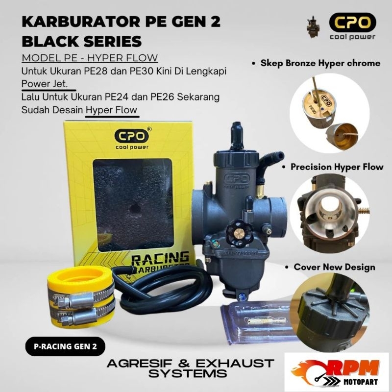 Jual Karburator PE Gen2 Karbu PE 24 26 28 30 Black Series CPO Cool Power Original | Shopee Indonesia
