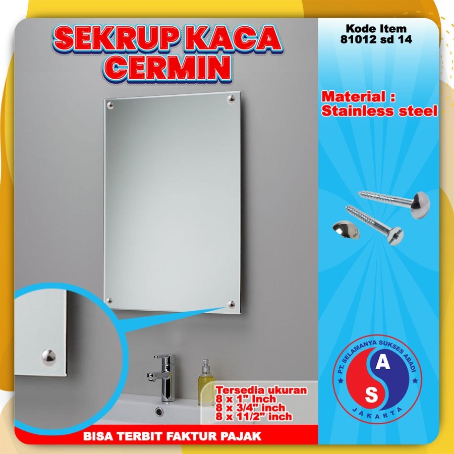 Jual Sekrup Kaca Cermin 8 x 1" Inch 2,5 cm Sola Cermin Payung Mirror ...