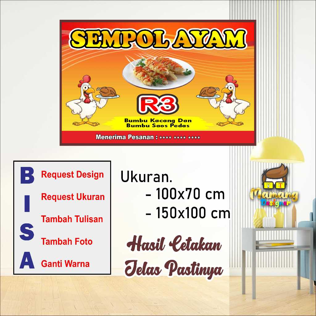Jual Spanduk Banner Jualan Sempol Ayam Design Orange bb | Shopee Indonesia
