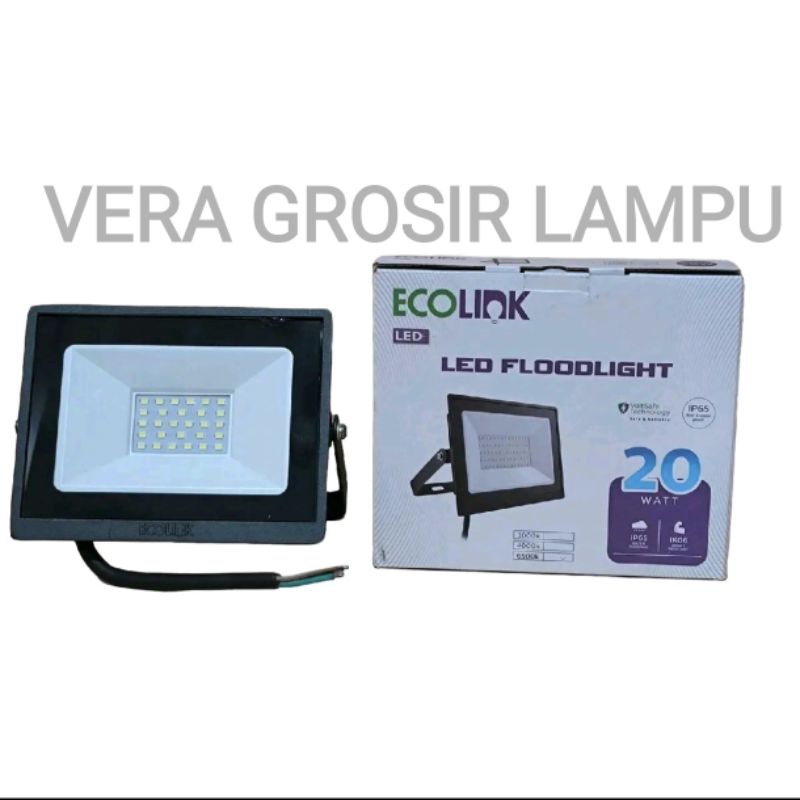 Jual Lampu sorot ECOLINK LED floodlight 20W Super terang putih 6500K ...