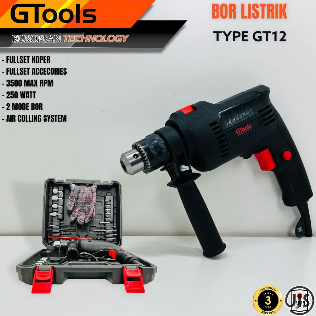 Jual GTOOLS Eropa Bor beton 13mm type GT12 fullset koper impact drill mesin bor tembok besi kayu ...