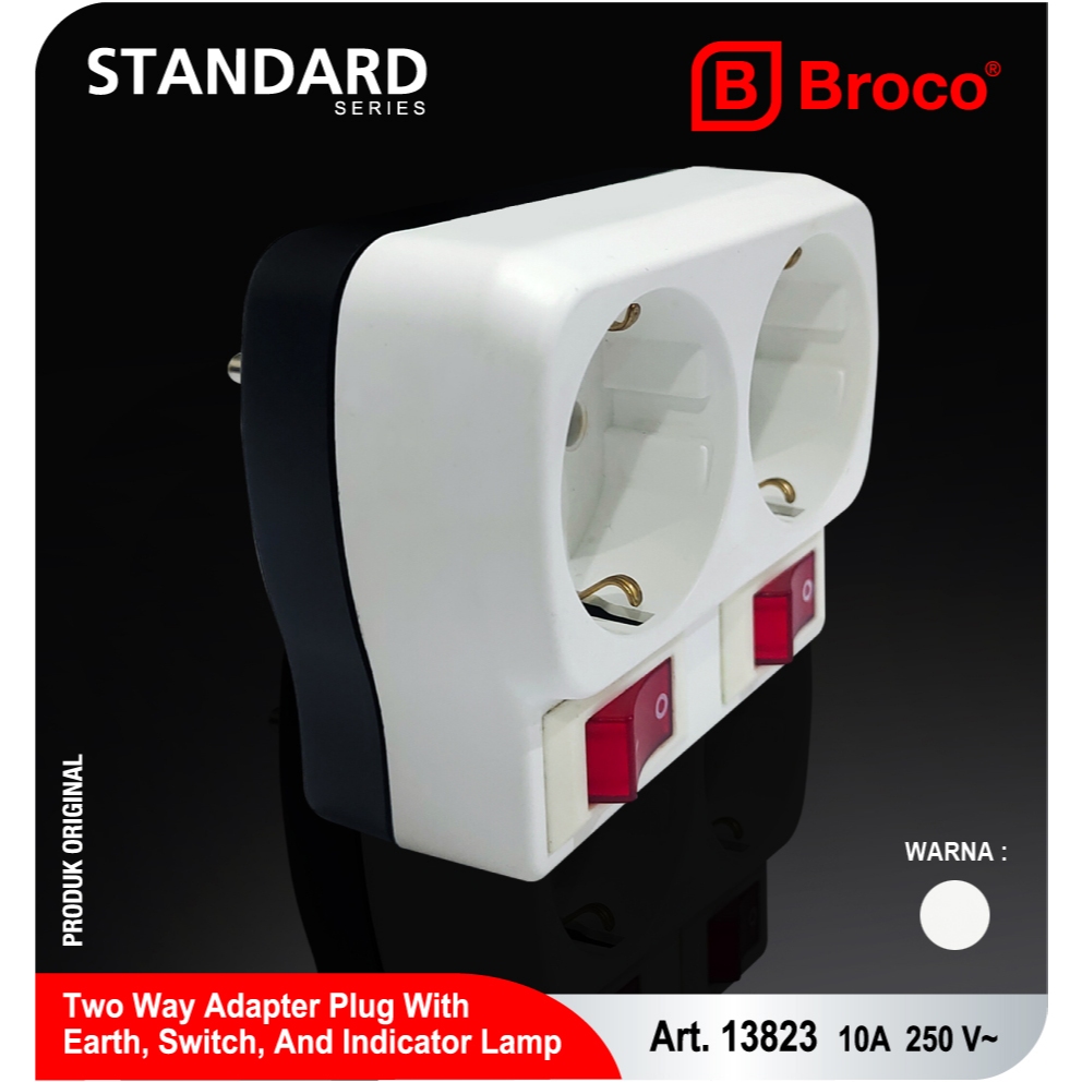 Jual Broco Electrical Tusuk Kontak 2 Cabang dengan Arde, Saklar dan ...