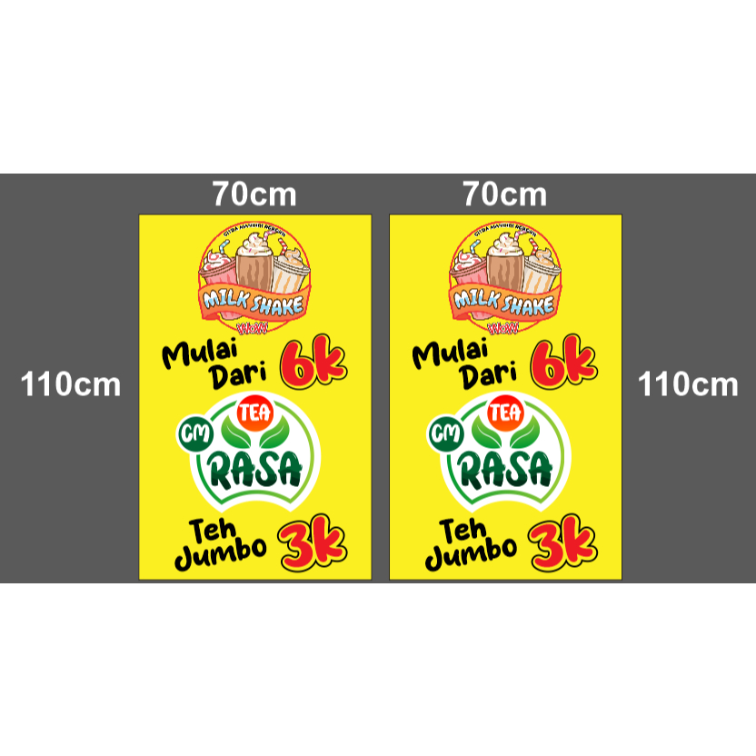 Jual Custom banner milkshake ukuran 70cm x 110cm = 2pcs | Shopee Indonesia