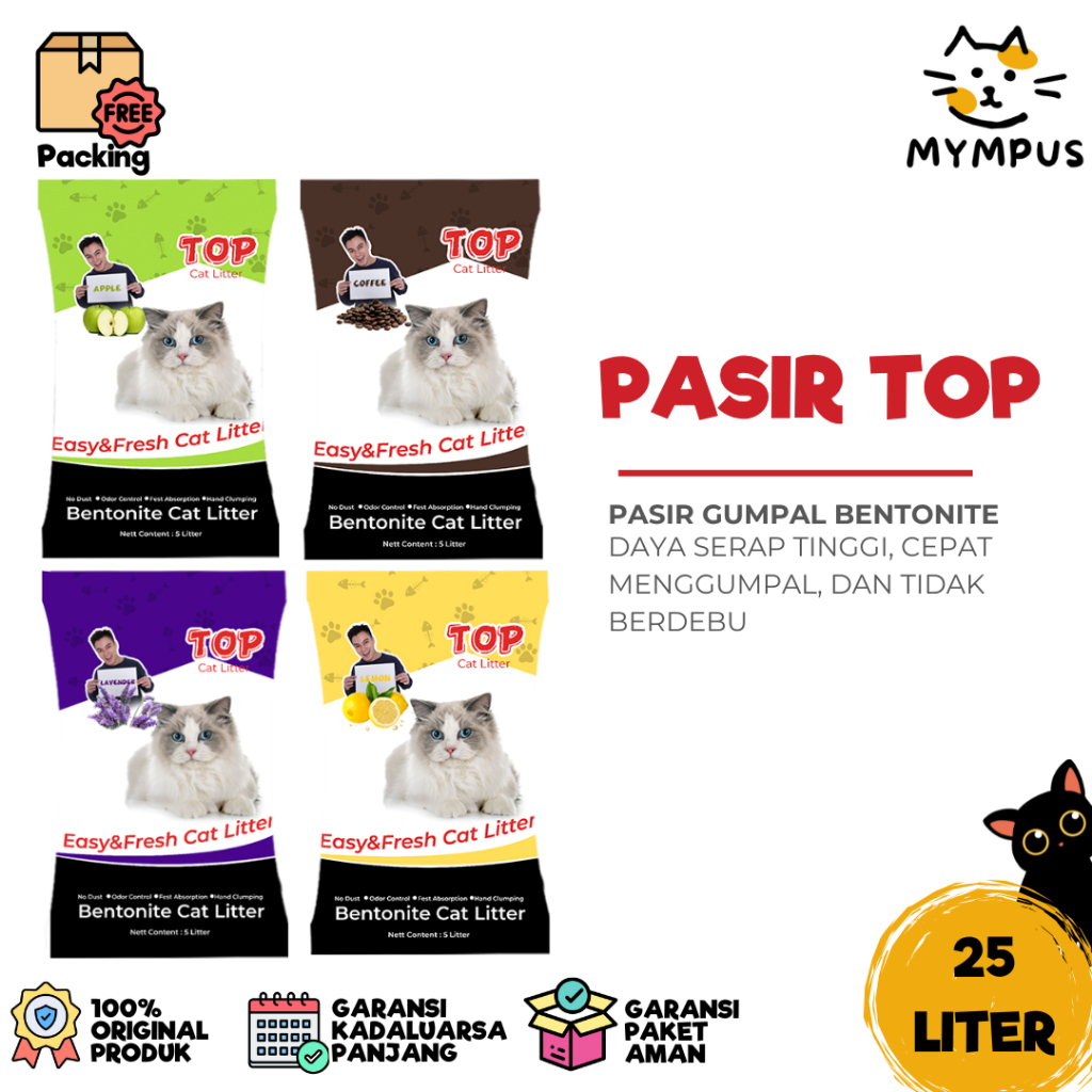 Jual TOP Cat Litter Karung 20kg / 25L Pasir Gumpal Wangi KUCING (khusus ...