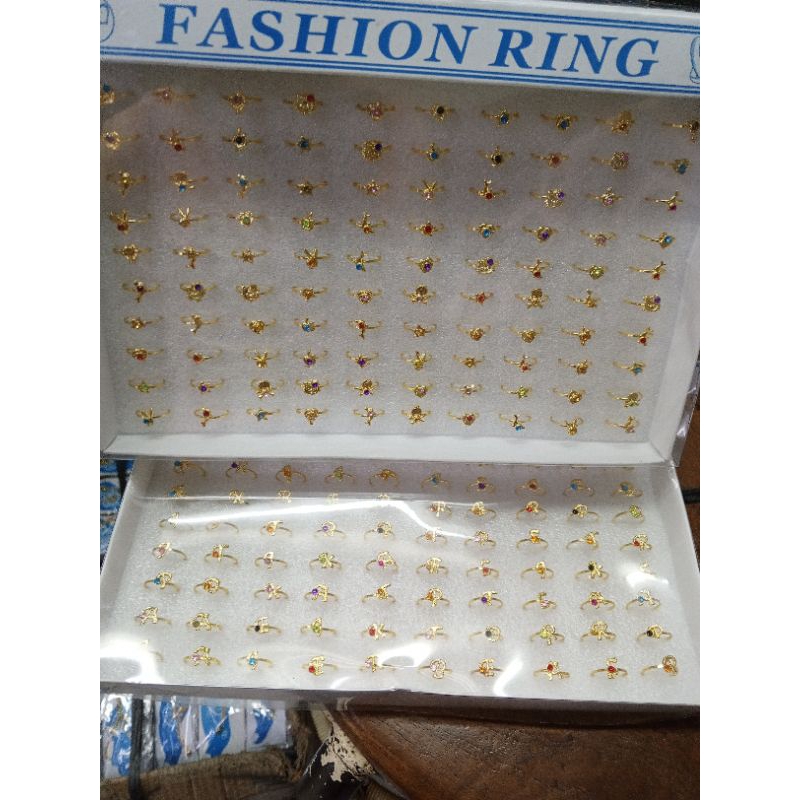 Jual Cincin Mata Ring Emas / Cincin Anak Model Huruf Emas (100pcs ...