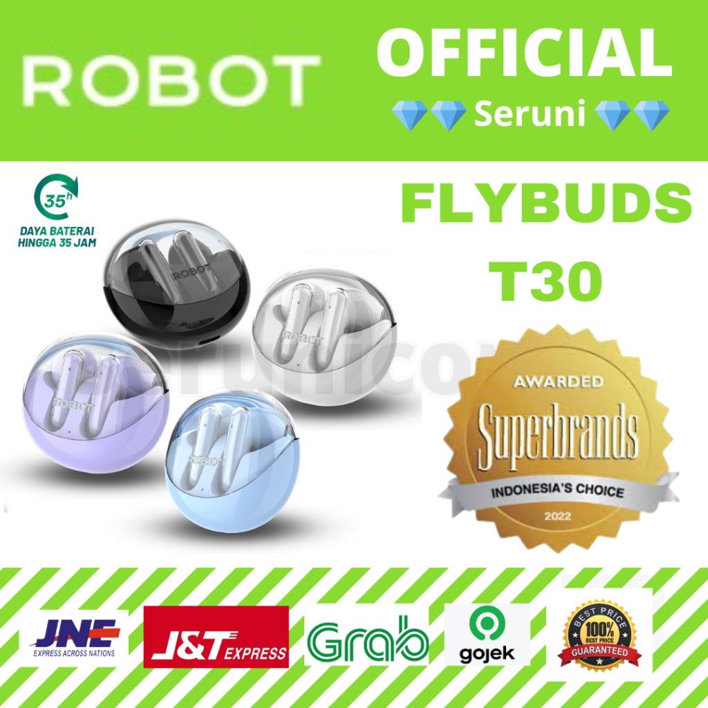 Jual ROBOT FLYBUDS T30 HEADSET BLUETOOTH 5.3 EARPHONE AIRBUDS TRUE ...