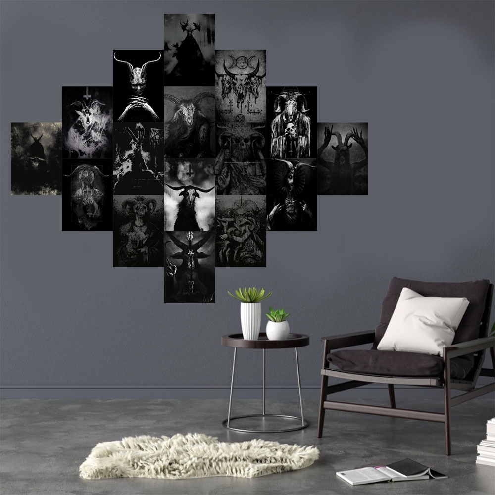 Jual (isi 16pcs) poster dinding aesthetic tema satanic desain premium ...