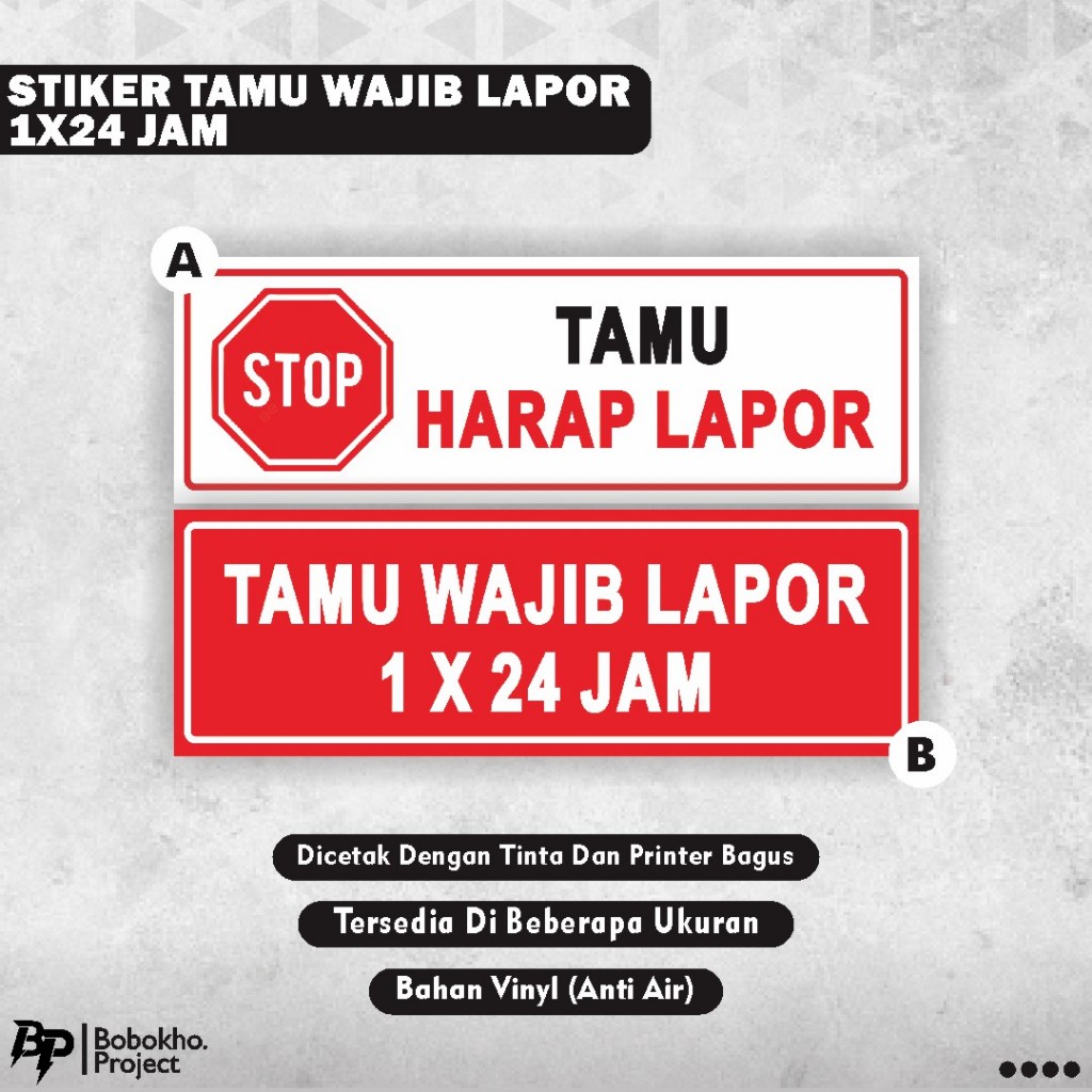 Jual Stiker Tamu Harap Lapor / Stiker Tamu Wajib lapor 1x24 Jam ...