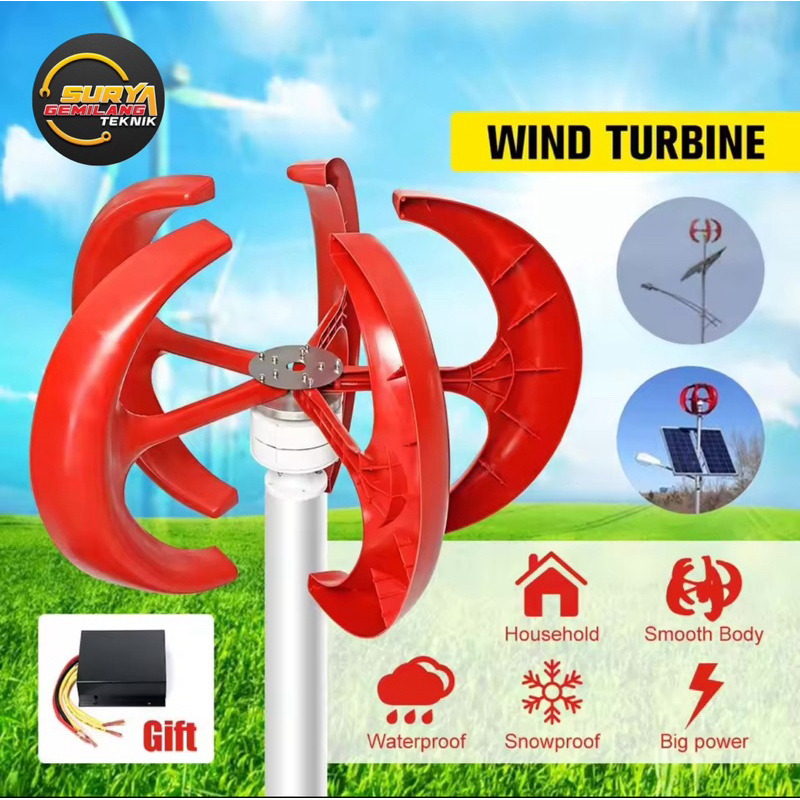 Jual Wind Turbine Generator Vertikal 500W 12V 24V | Shopee Indonesia