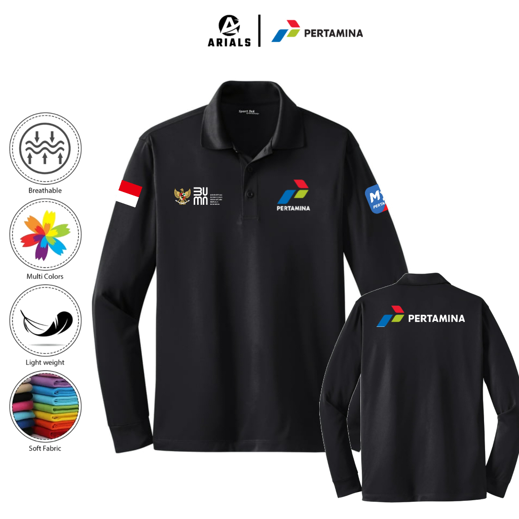 Jual Arials Polo shirt Baju Kaos Kerah Lengan Panjang Pertamina BUMN My ...