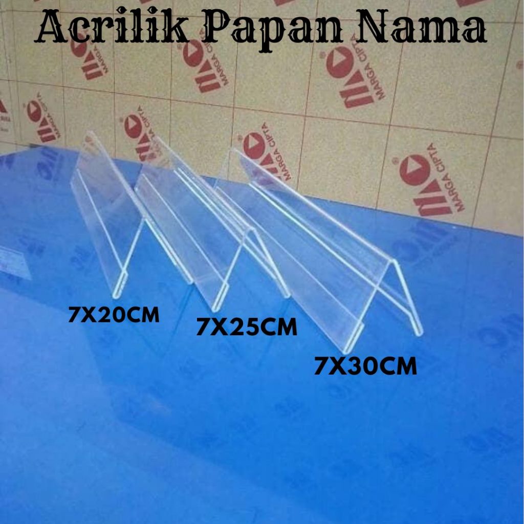 Jual Akrilik 2 Sisi Acrilik 7x30cm / 7x25cm / 7x20cm Nama Plate Tag ...