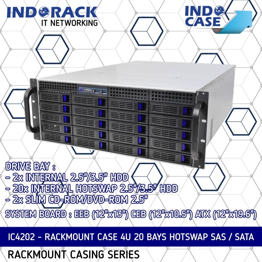 Jual IC4202 Rackmount Case 4U HOTSWAP 20 Bays HDD / SSD / SAS SATA ...