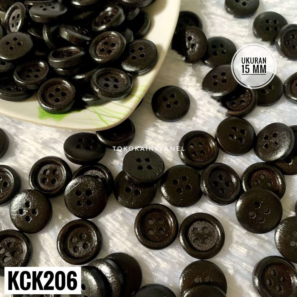 Jual Kancing Kayu Polos Coklat Tua 15mm (1 Bks isi 12) KCK206 | Shopee ...