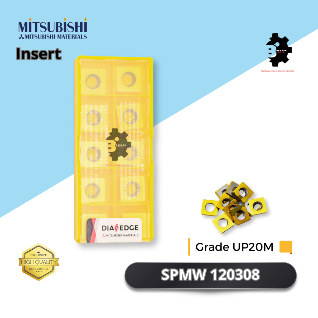 Jual INSERT SPMW 120308 Grade UP20M - Merk MITSUBISHI-Pahat Bubut-Baru ...