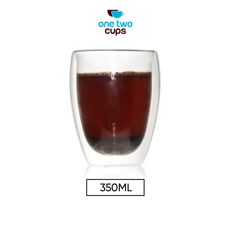 Jual One Two Cups Gelas Kopi Anti Panas Double Wall Glass Borosilicate - PLY1704-350ML | Shopee ...