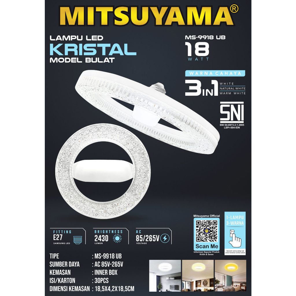 Jual Lampu LED Kristal Model Kotak dan Bulan 18-24Watt TYPE : MS-9918 ...