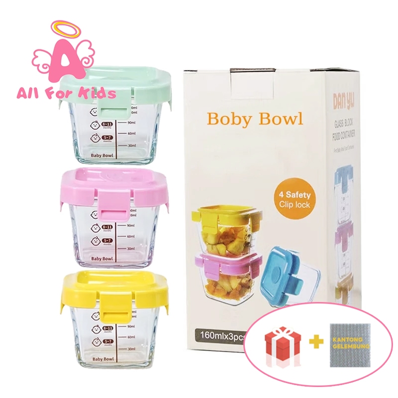 Jual Tempat Mpasi Kaca 3PCS Wadah Mpasi Kaca Penyimpanan Mpasi Glass ...