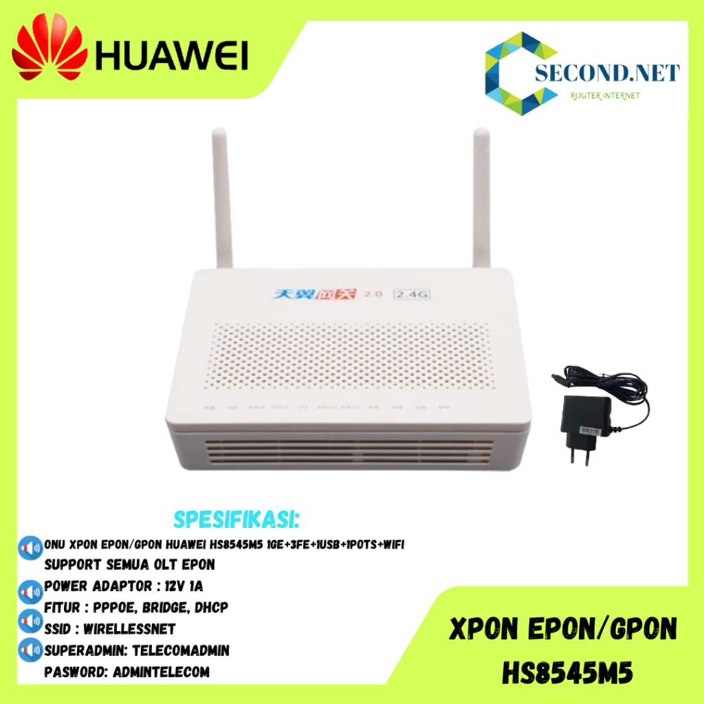 Jual HUAWEI XPON EPON GPON 1G 4FE 1USB 2 ANTENA 3DB SUPORT ALL OLT GPON ...