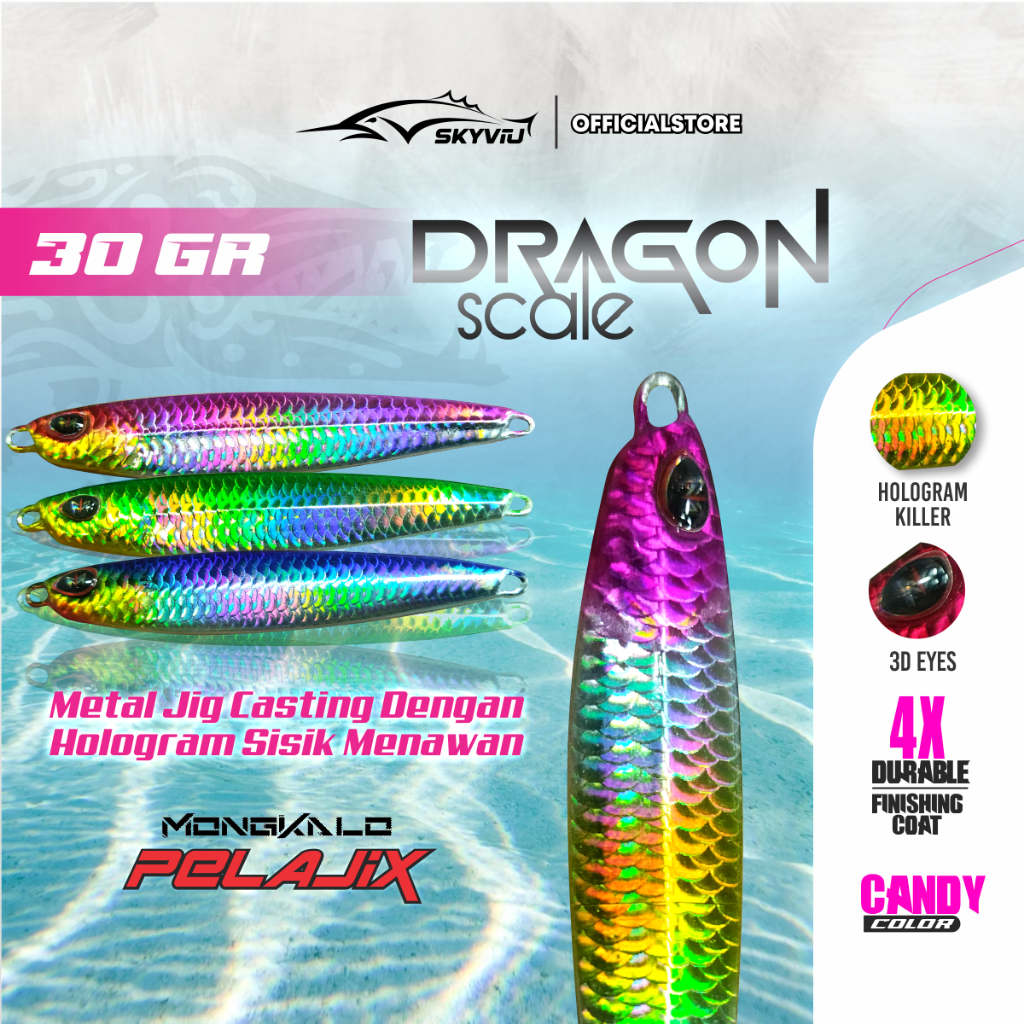 Jual Metal Jig 30 Gram MONGKALO PELAJIX 30gr Hologram Sisik Set Single Double Assist Hook 30g ...