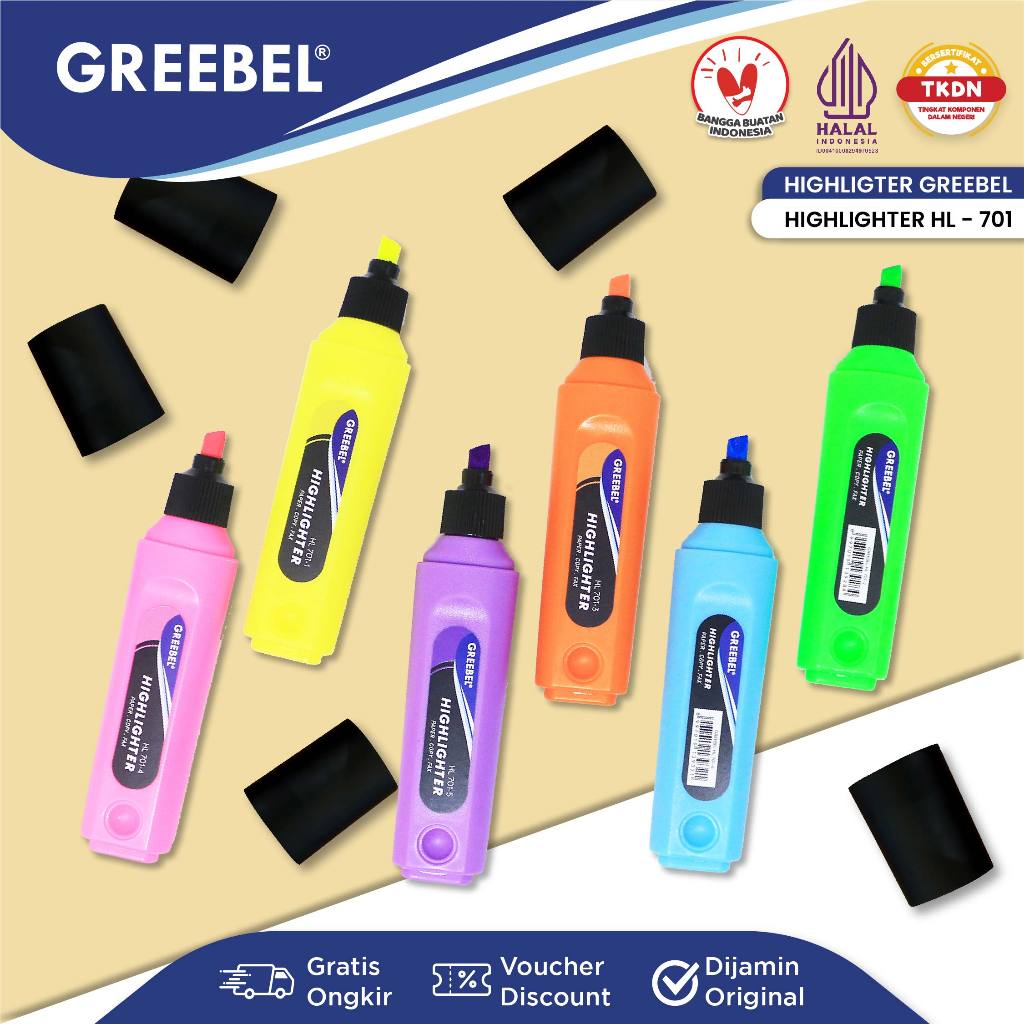 Jual GREEBEL Highlighter HL-701 Colors / Stabilo Greebel / Stabilo Pastel | Shopee Indonesia