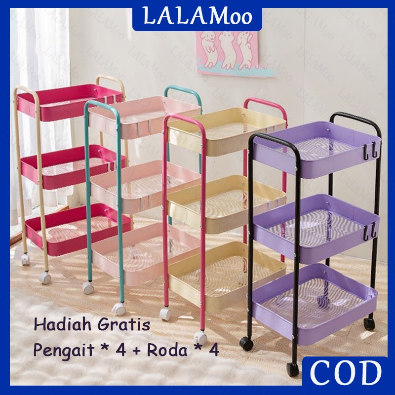 Jual Trolly Rak Penyimpanan Warna Macaron Susun 3 Tingkat Stora Rak ...