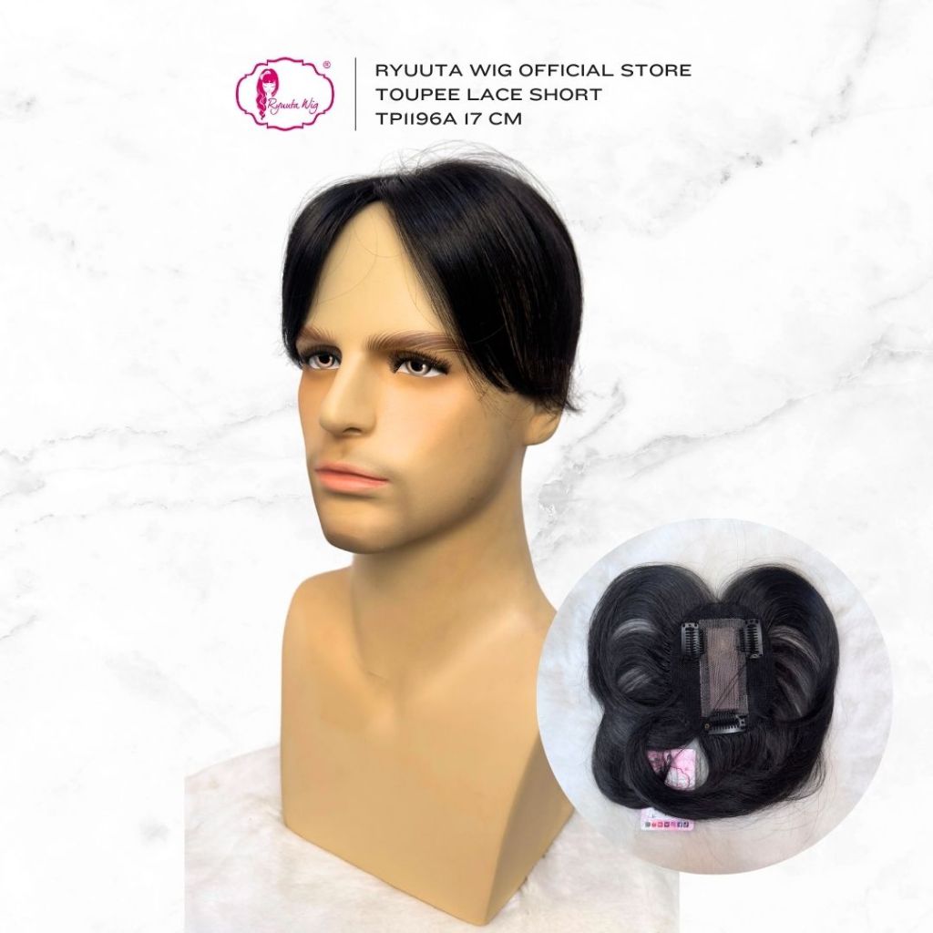 Jual Ryuuta Wig Toupee Lace Clip Poni Penutup Botak Pendek Pria Wanita ...