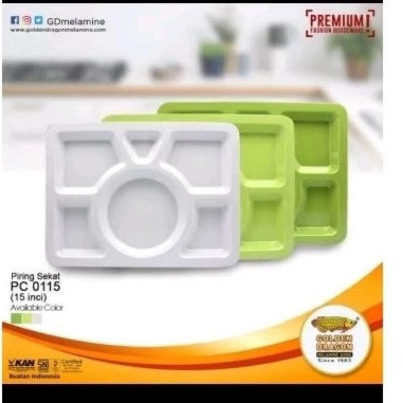 Jual Piring sekat jumbo melamin - plato melamin - golden dragon PC0115 ...