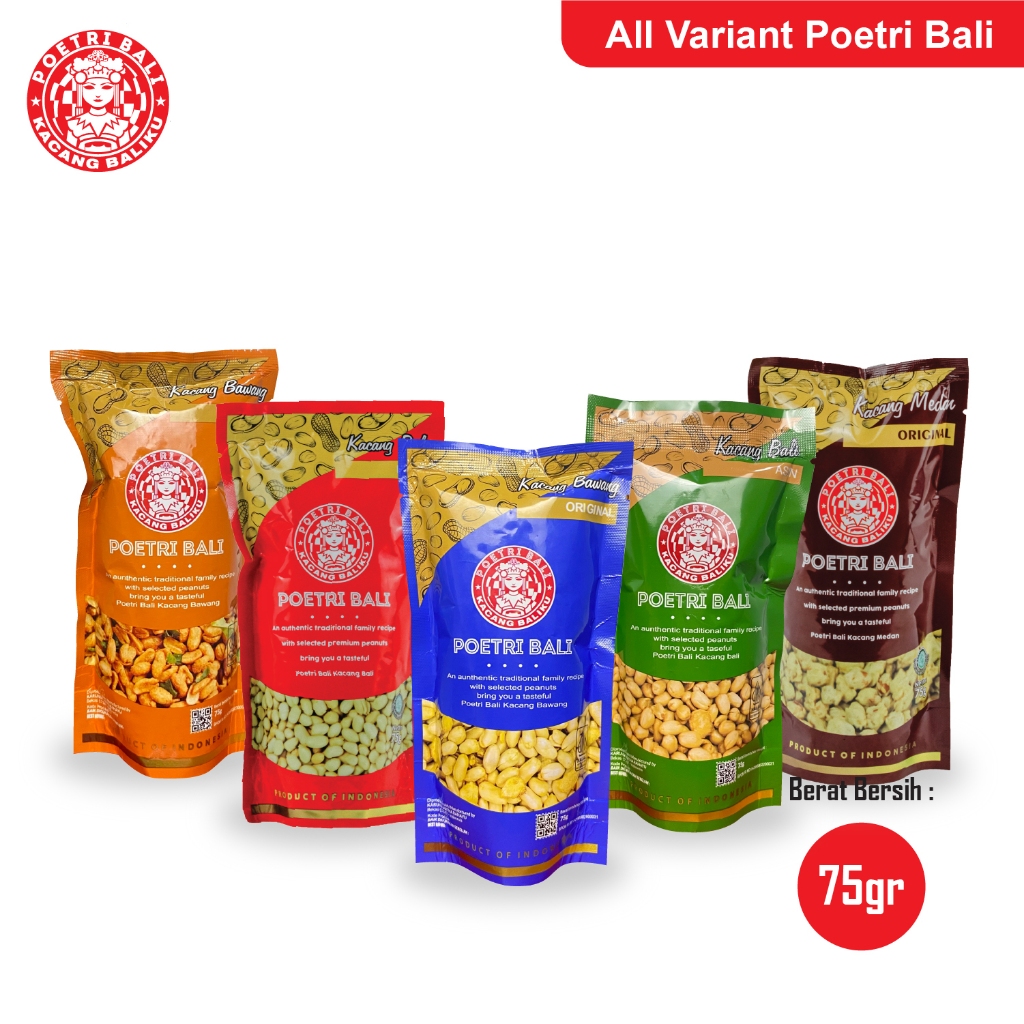 Jual Official Kacang Poetri Bali 75g All varian (Manis,Original,Spicy ...