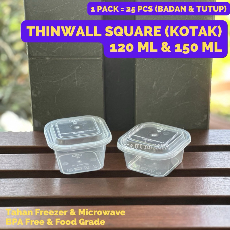 Jual (25 PCS) Thinwall Square Kotak 120ml & 150ml Badan + Tutup | Food ...