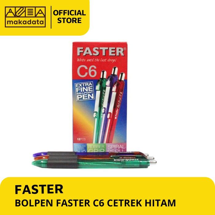 Jual PULPEN / BOLPEN FASTER C6 CETREK HITAM (1 PCS) MURAH | Shopee ...