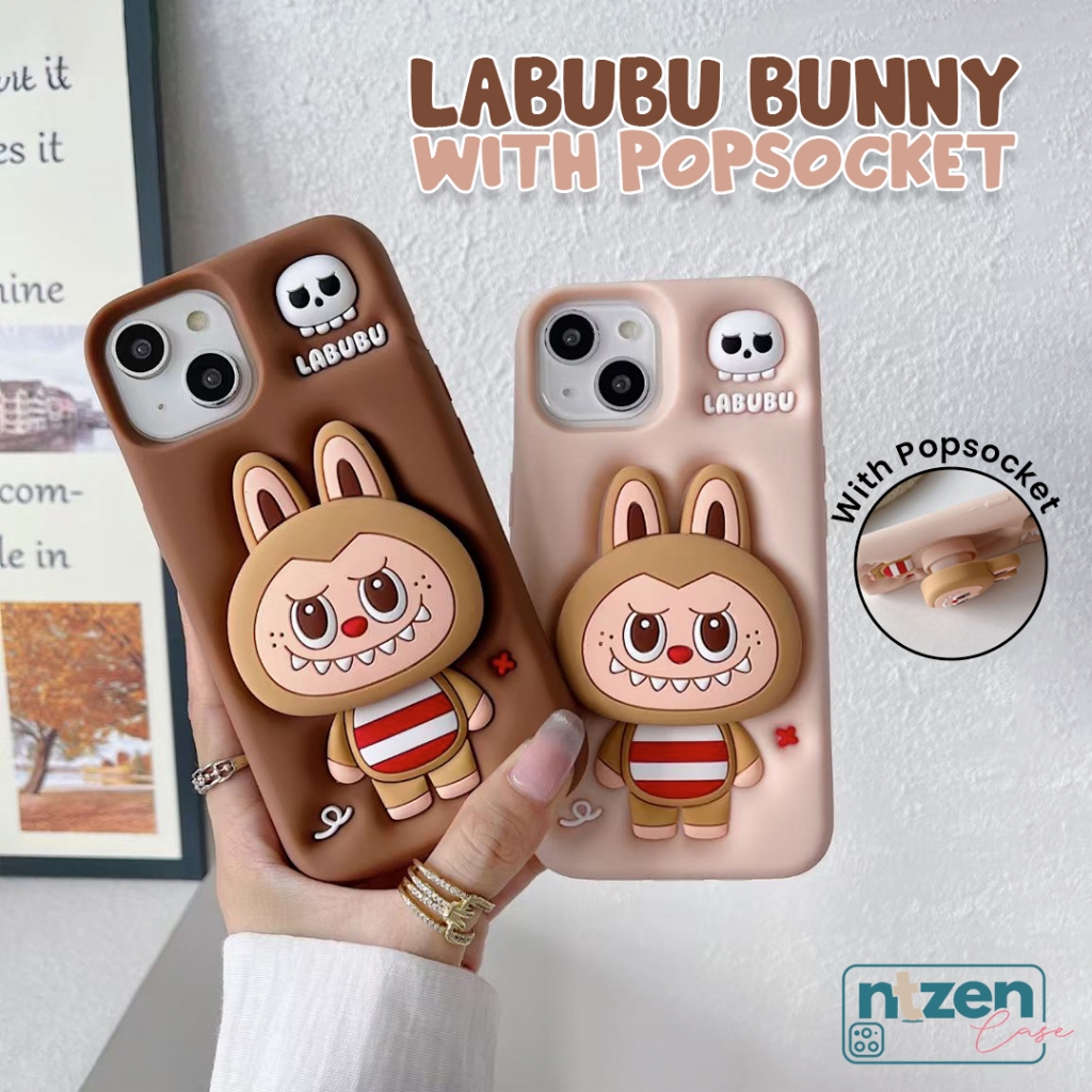 Jual Ntzen Case Labubu Bunny with Popsocket Compatible for iPhone 11 12 ...