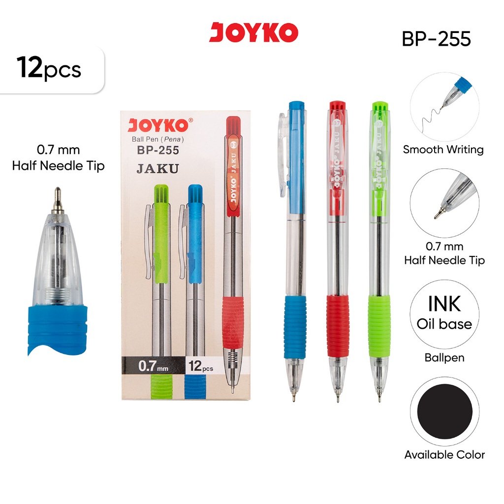 Jual JOYKO Ball Pen Pulpen Pena BP-255 Jaku 0.7 mm 1 Box 12 Pcs | Shopee Indonesia